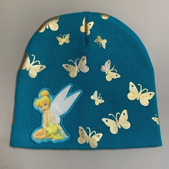 Disney | Accessories | Disney Tinkerbell And Gold Butterflies Knit Hat ...